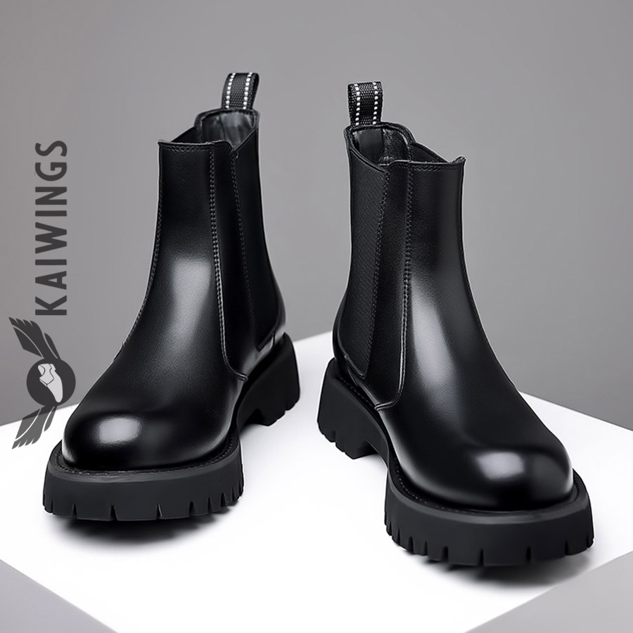 Giày chelsea boot nam cổ cao chính hãng đen KW-055 - Shop giày boot nam, chelsea boot nam, giày ...